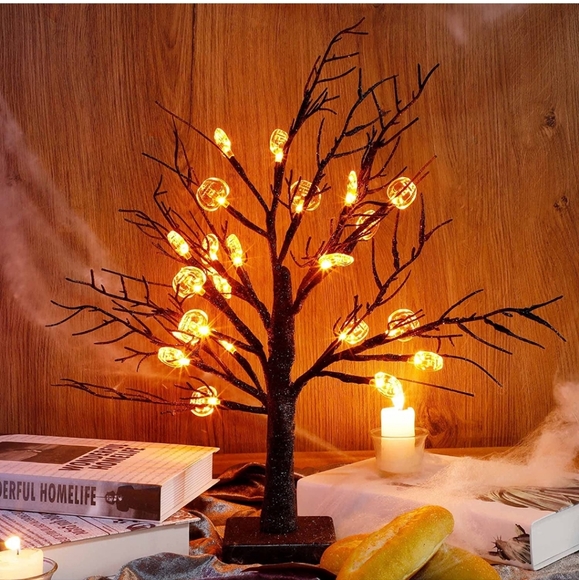 browynn | Holiday | Brwoynn 8 Inch Lighted Black Birch Tree W 24 ...
